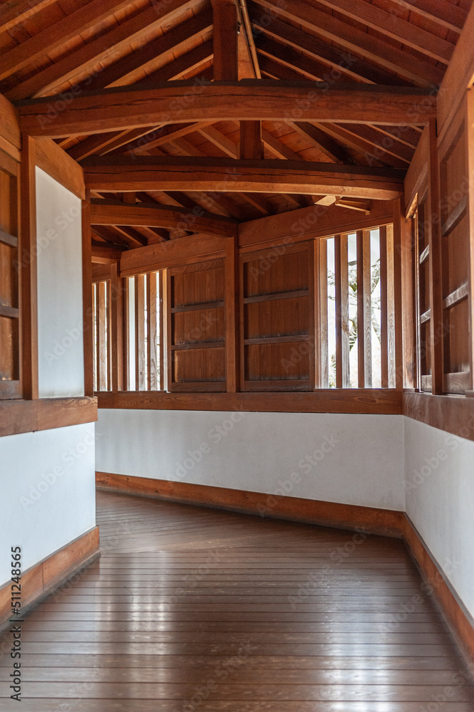 Foto de Himeji, Japan - Januari 6, 2020. Interior shot of one of the ...