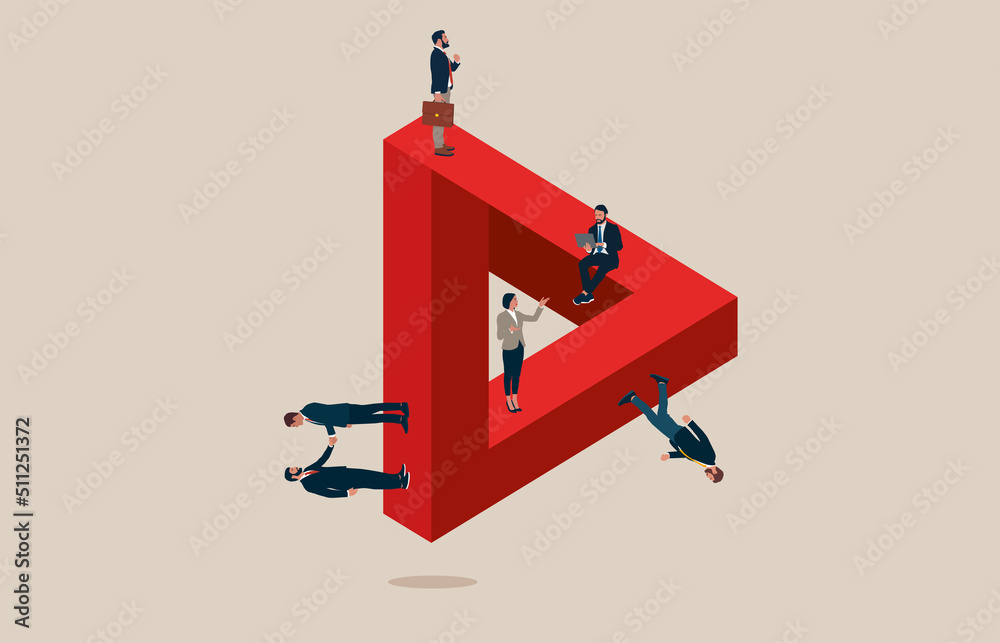 Vetor de Business team solution with businessmen walking on impossible ...