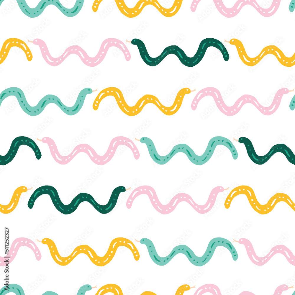 Colorful snakes pattern for kids and cute design projects. Stripes in ...
