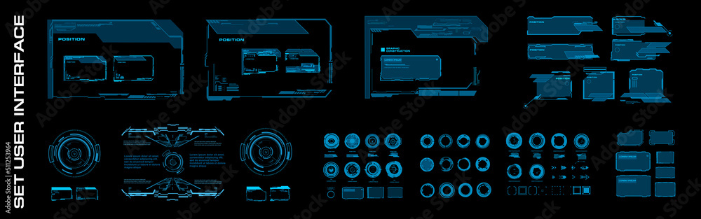 HUD interface. Futuristic virtual user interface with frames, callouts ...