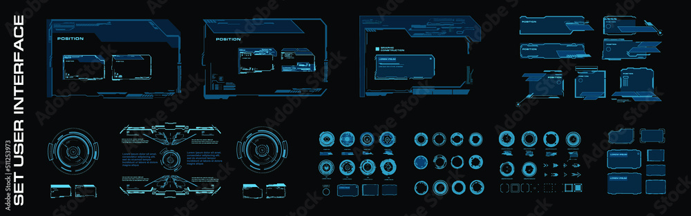 HUD interface. Futuristic virtual user interface with frames, callouts ...