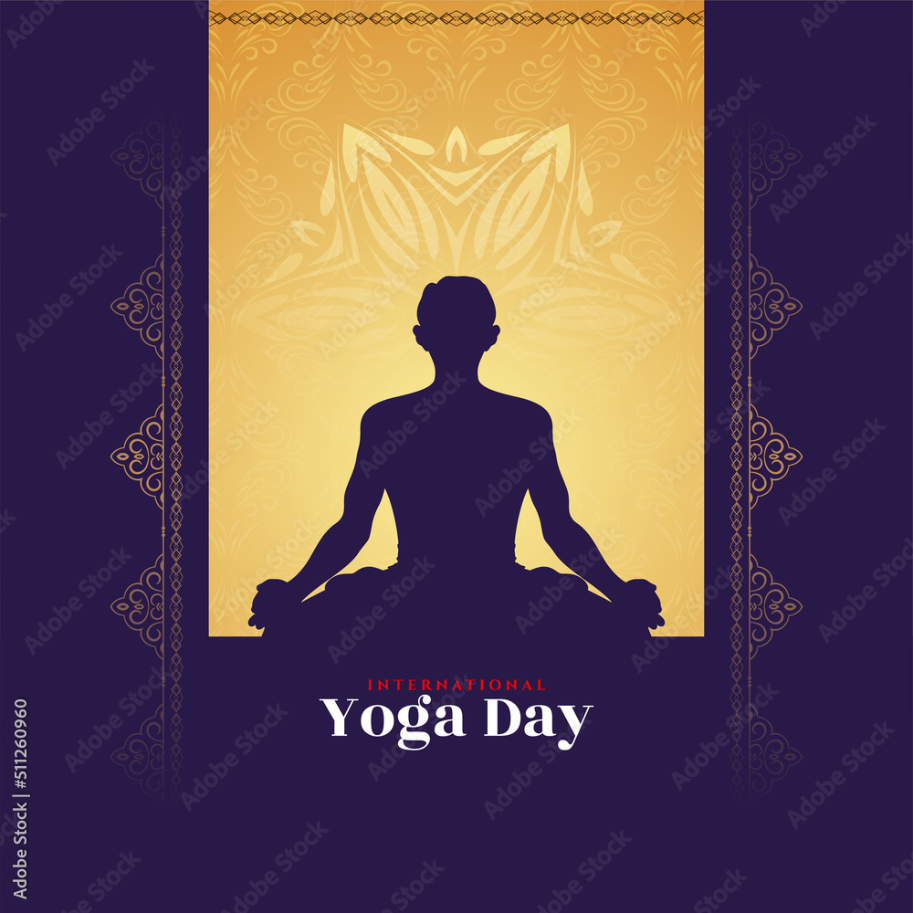 International Yoga day celebration elegant background design Stock ...