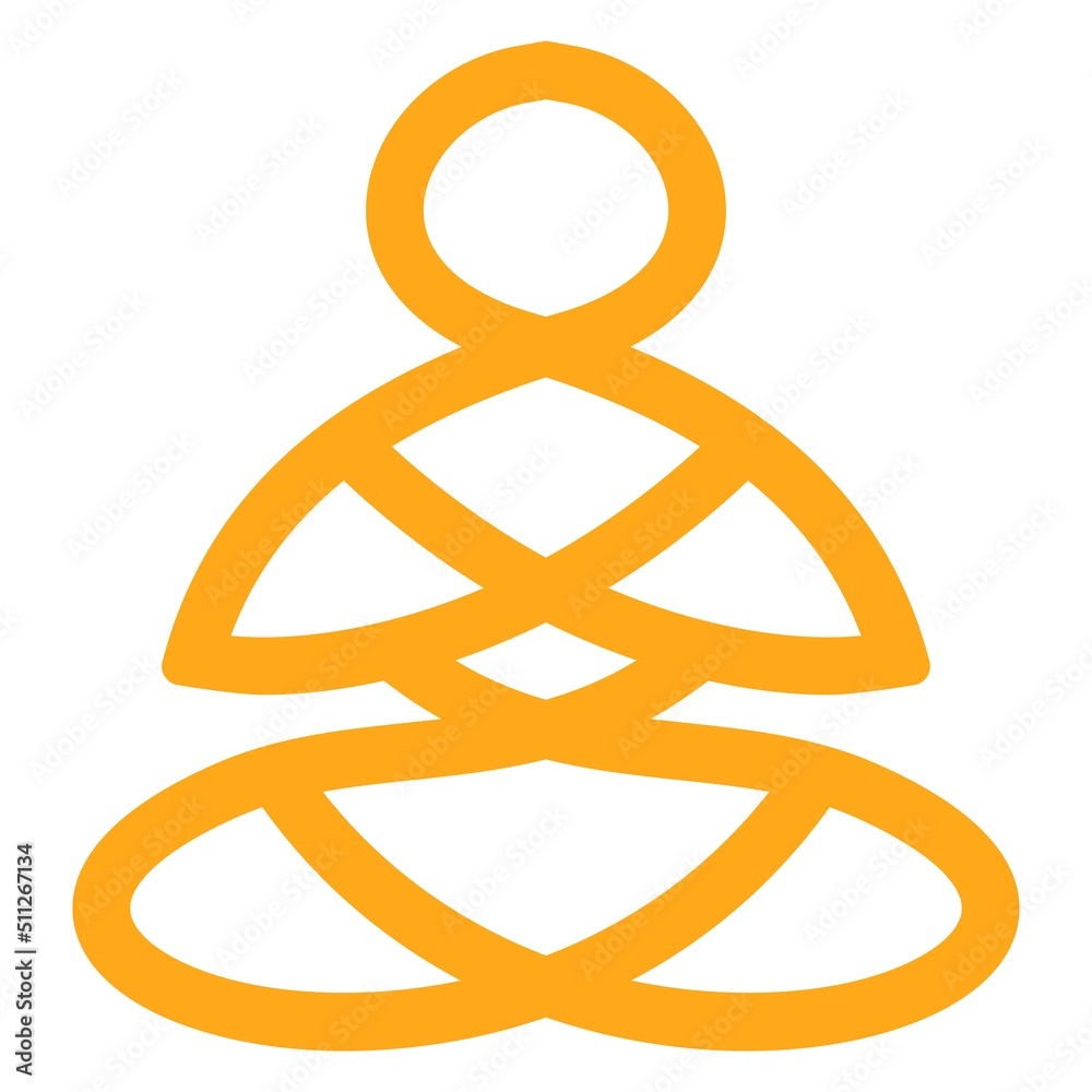 Yellow abstract modern vector icon of the person in lotus position ...