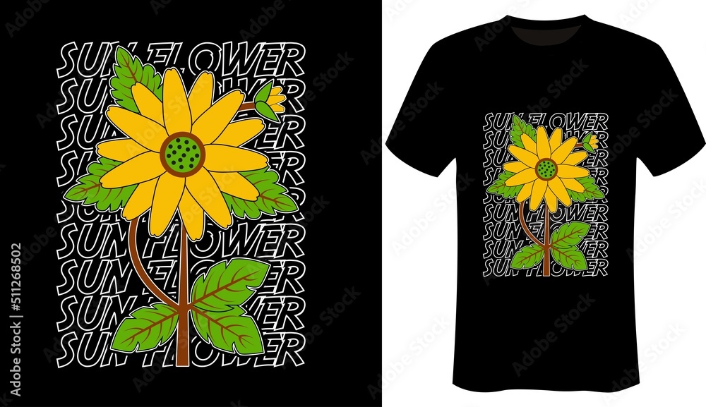 Sunflower and graphic t-shirt design Stock Vector | Adobe Stock