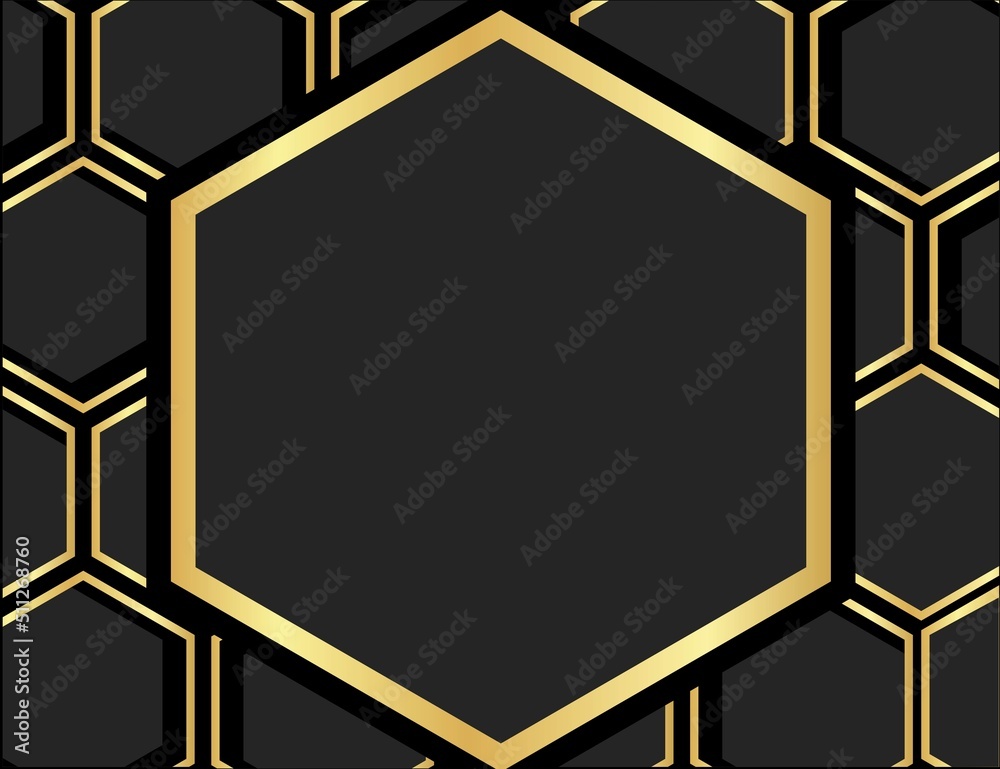 Premium background design with gold hexagon pattern. Vector horizontal ...