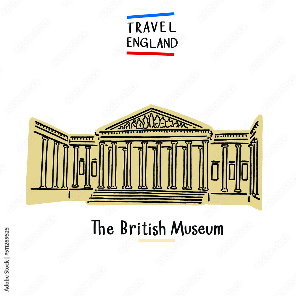 The British Museum London art history culture Hand drawn color ...