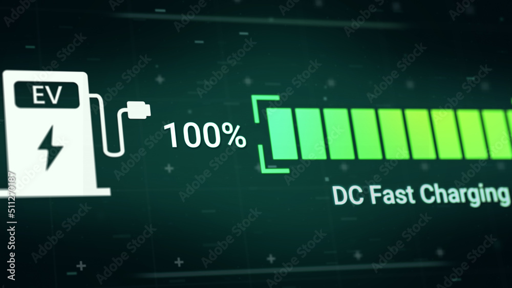 Battery charging status interface of electric vehicle using DC fast ...