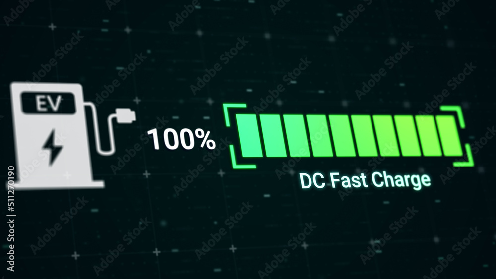 Battery charging status interface of electric vehicle using DC fast ...