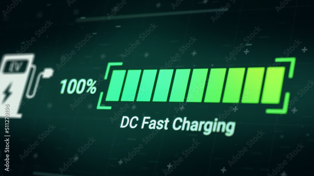Battery Charging Status Interface Of Electric Vehicle Using Dc Fast Charger From Charging