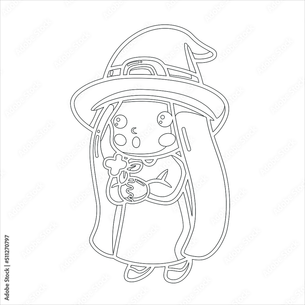 Sweet girl witch Coloring page , Cute chibi kawaii Witch characters ...