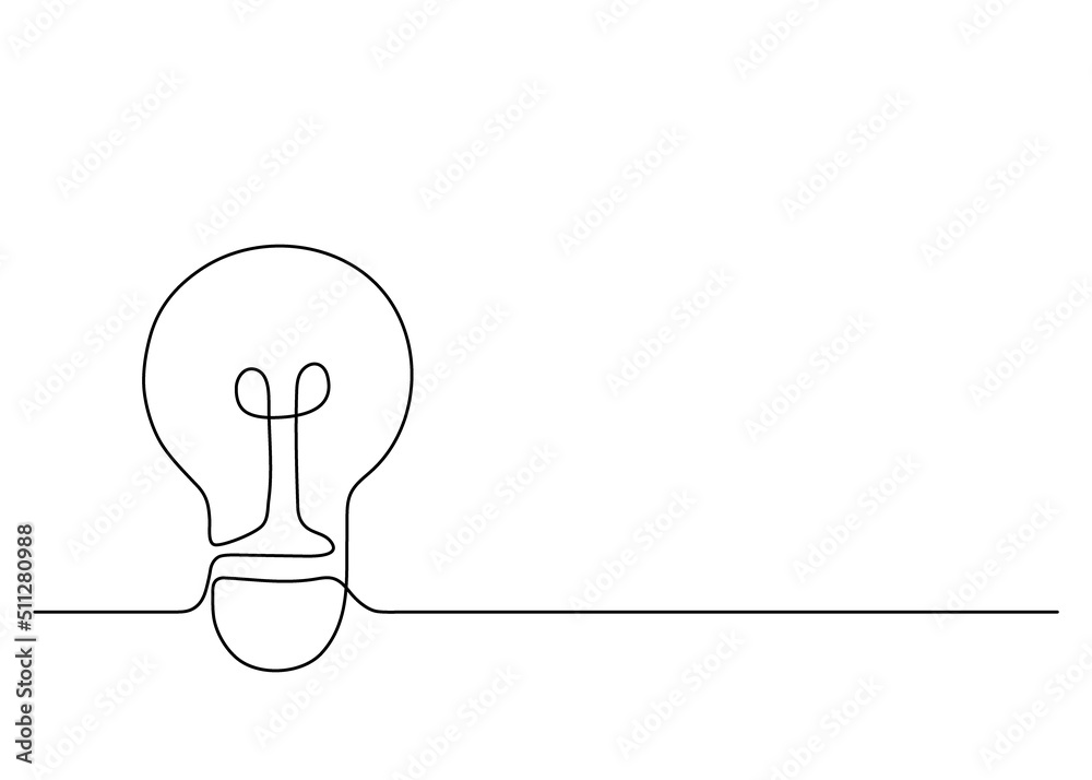 Lightbulb outline, electric light bulb symbol idea, continuous one art ...