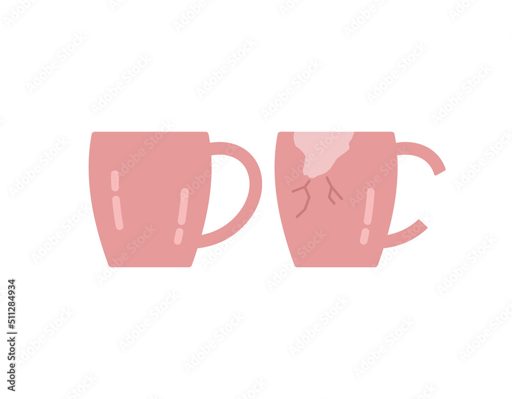 icon or symbol. cups that are still good and cups that are broken ...