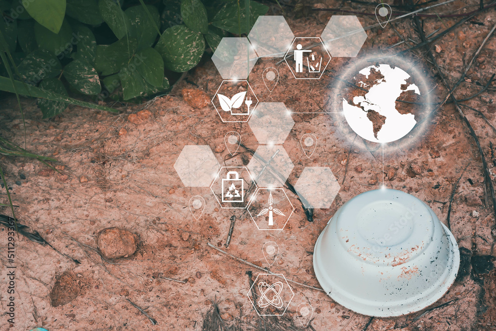 Blured the background of garbage on the ground. Concept of soil ...