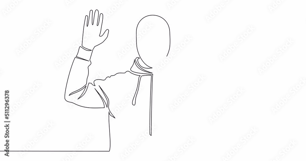 Self drawing line animation Man surrendering with both hands raised ...