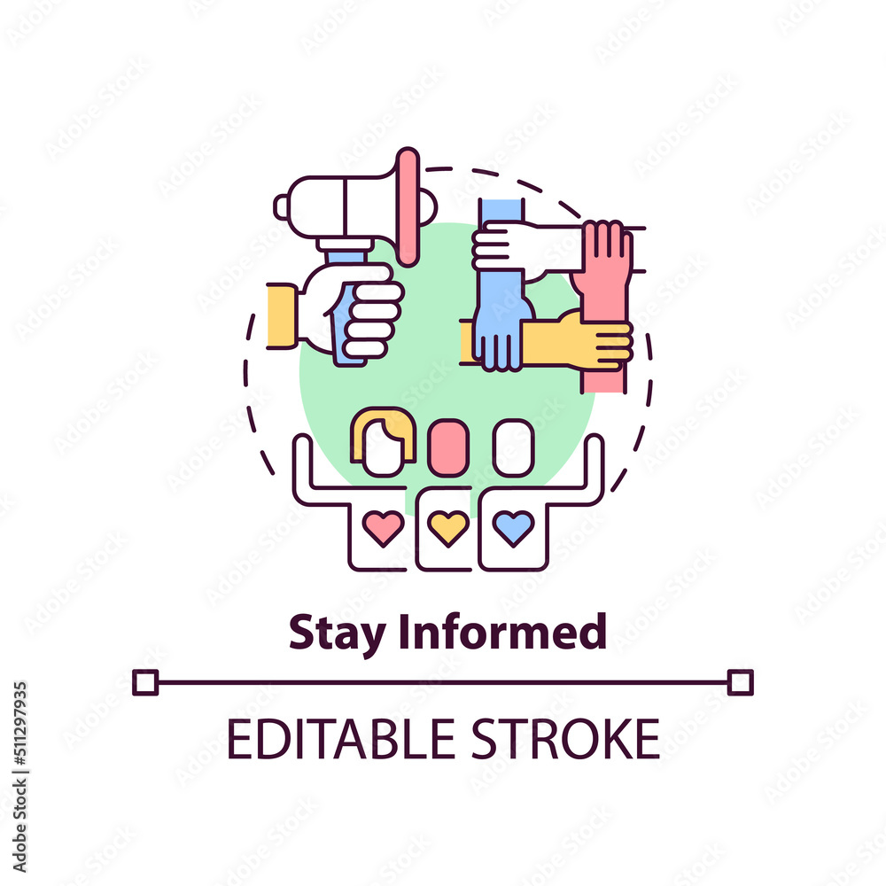 Stay informed concept icon. Stay updated and aware. Supporting LGBT ...