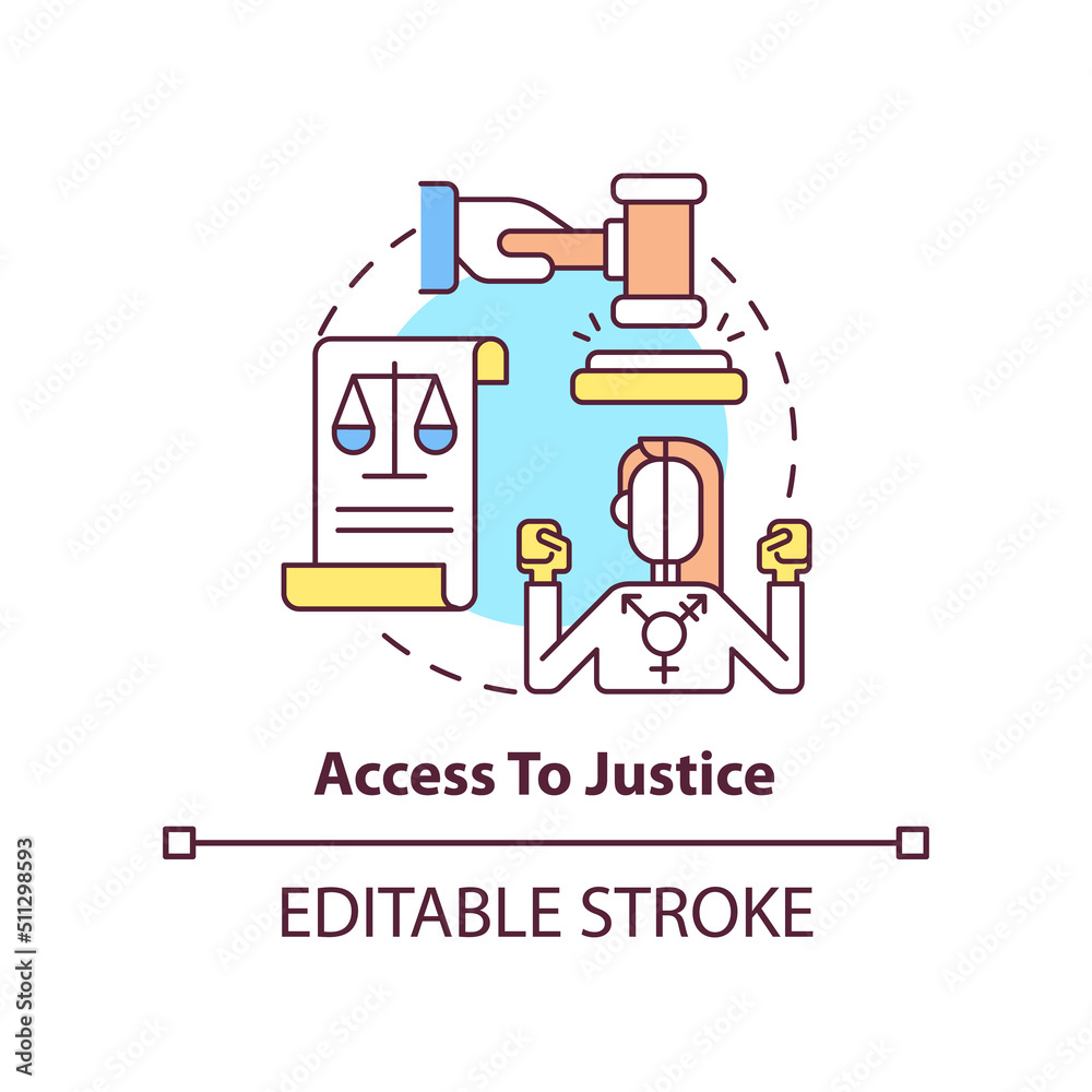 Access to justice concept icon. Equal protection under law. LGBT ...