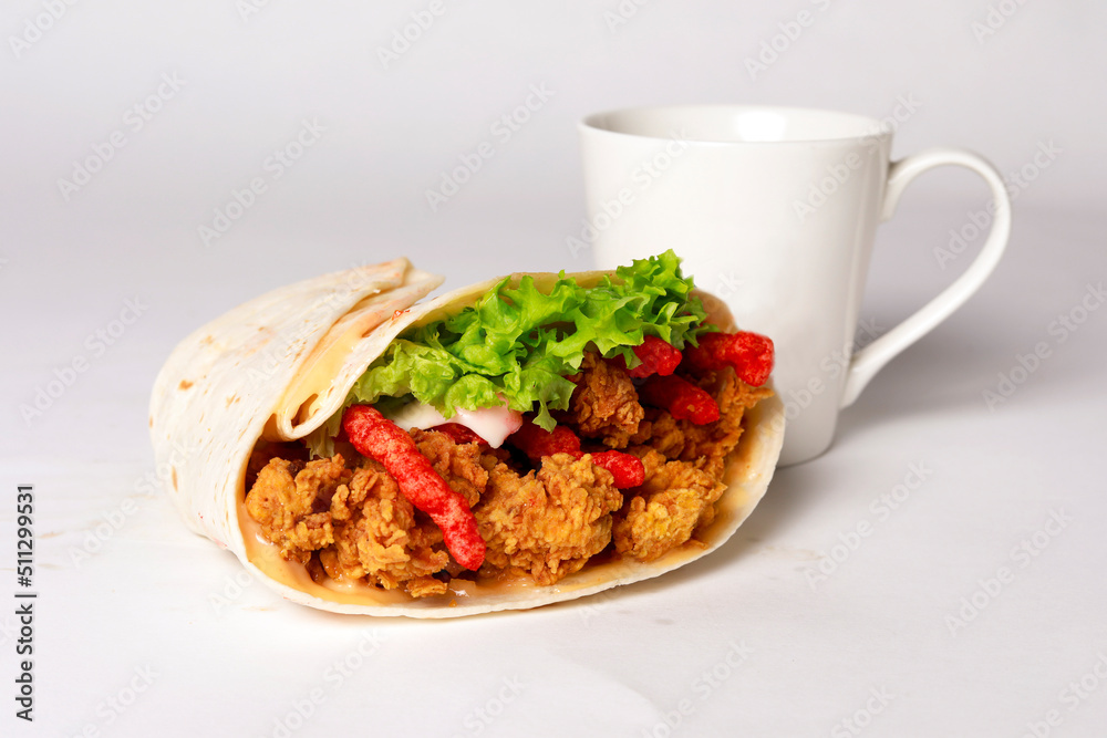 cheetos wrap fried chicken with lettuce Stock Photo | Adobe Stock