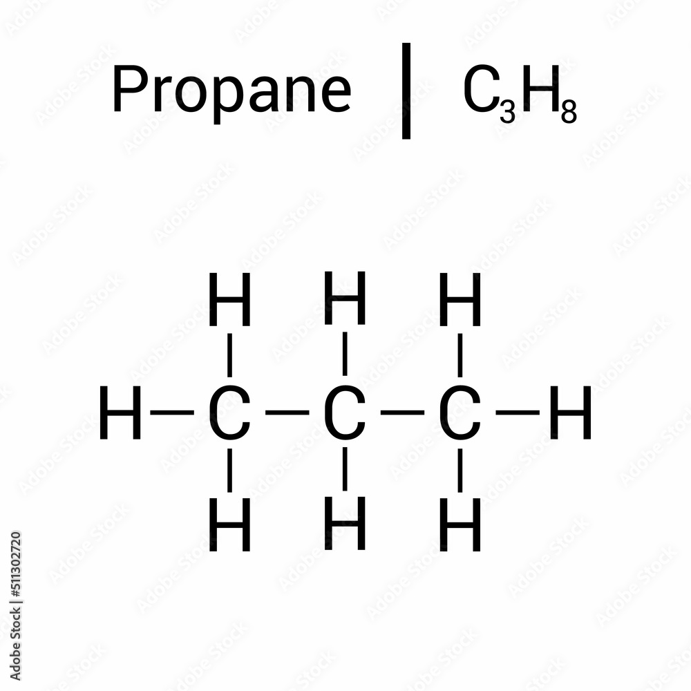 chemical structure of propane (C3H8) Stock Vector | Adobe Stock