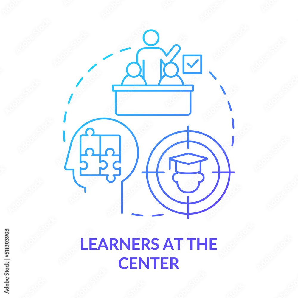 Vektorová grafika „Learners at center blue gradient concept icon ...
