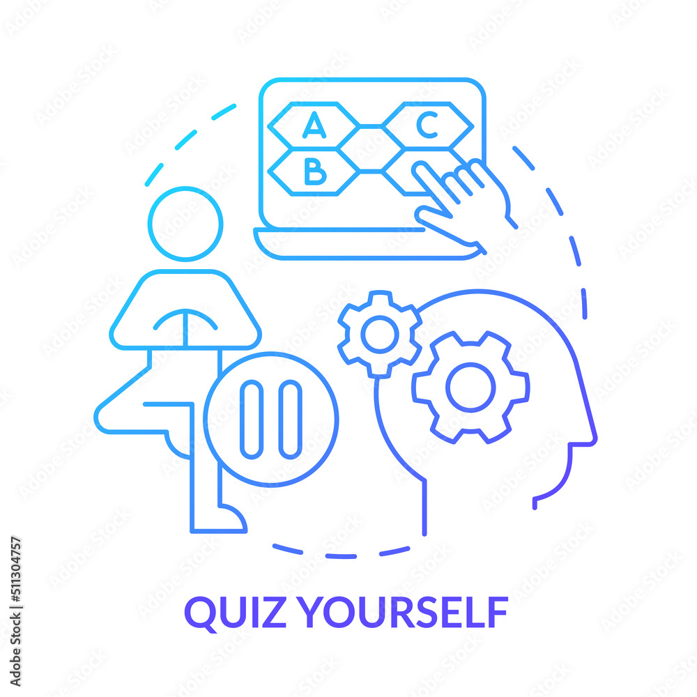 Stockvector Quiz yourself blue gradient concept icon. Progress and ...