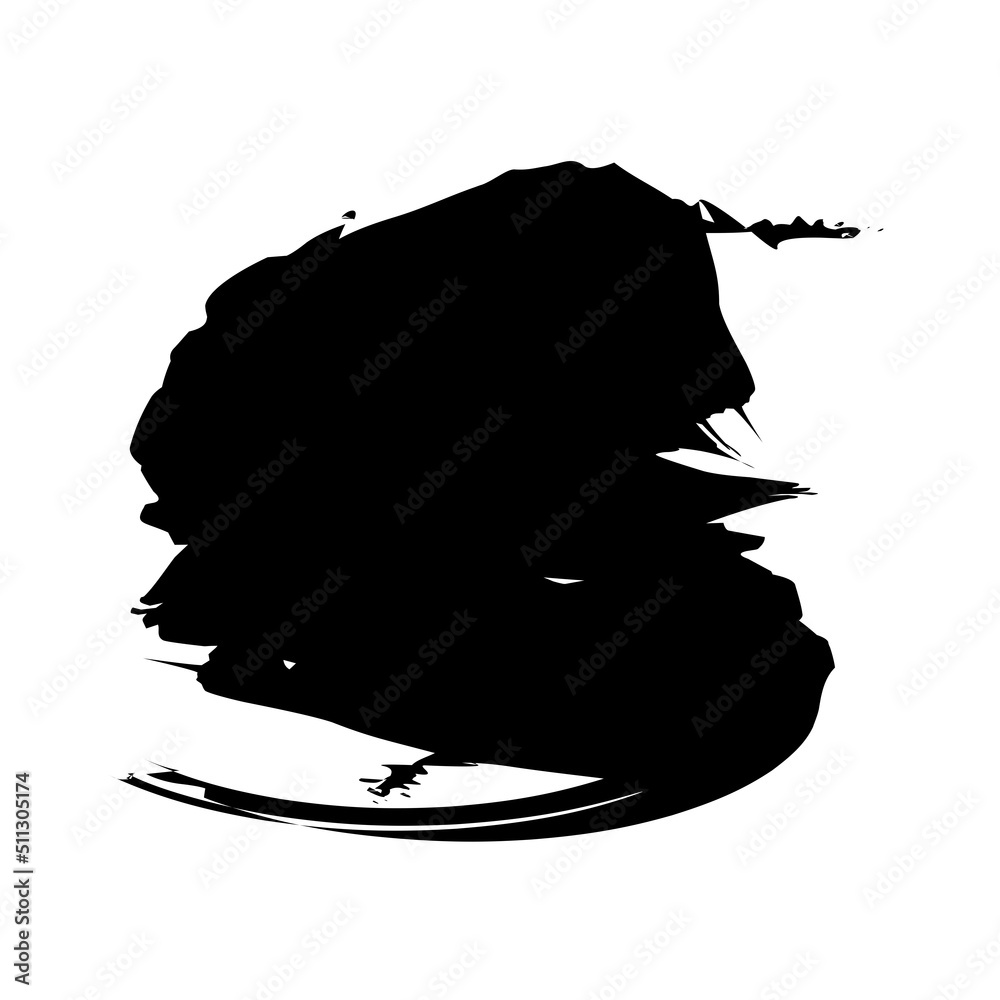 Black spots drawn by hand with a brush stroke. A doodle lines, a hand ...