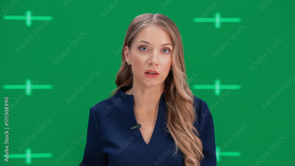 Poster Newsroom TV Studio Live News Program with Green Screen ...