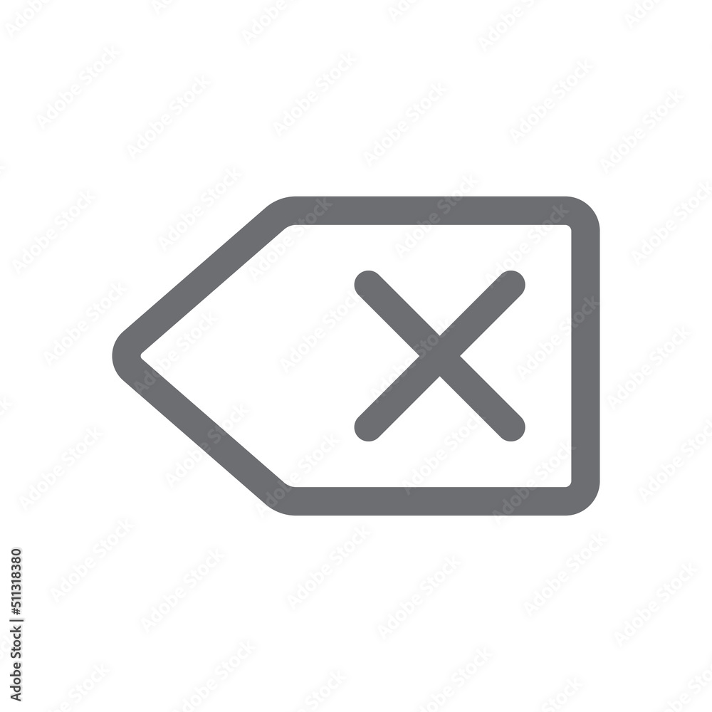 eps10 grey vector delete backspace key line art icon or logo in simple ...