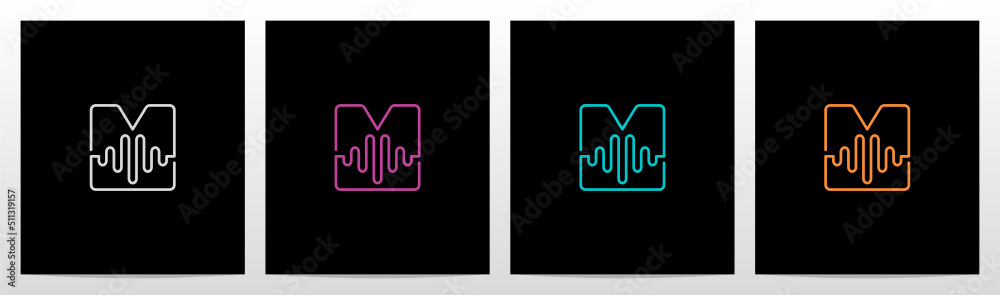 Sound Wave On Outline Letter Logo Design M Stock Vector | Adobe Stock