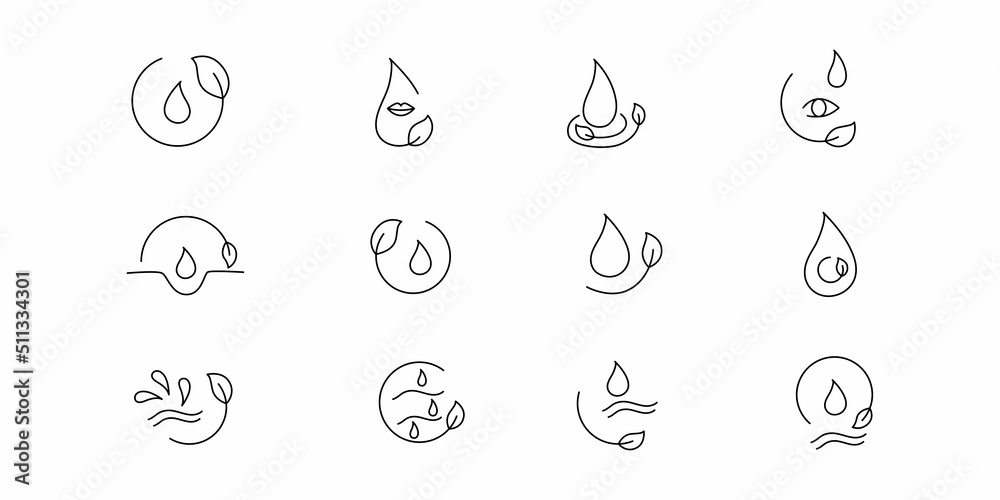 Moisture and nutrition icon for revitalizing and hydrating face beauty ...