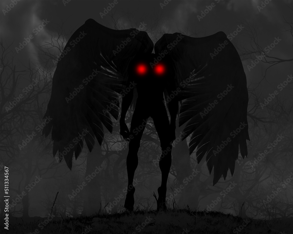 The Mothman of North American myth and folklore Stock Illustration ...