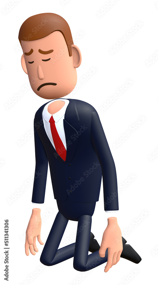 3D cartoon businessman with sad gesture. Businessman 3D character. Cute ...