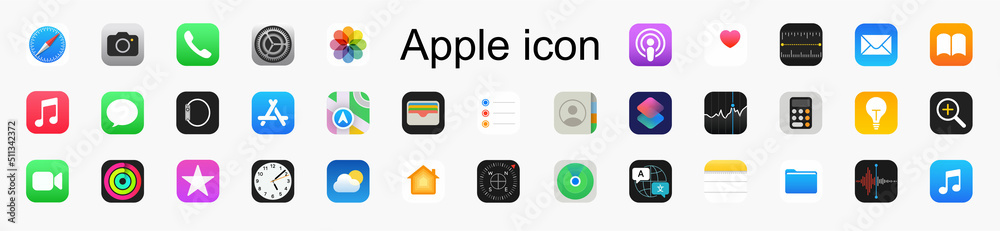 Apple set icon apps. Apple mockup. Iphone display app. Popular apps ...