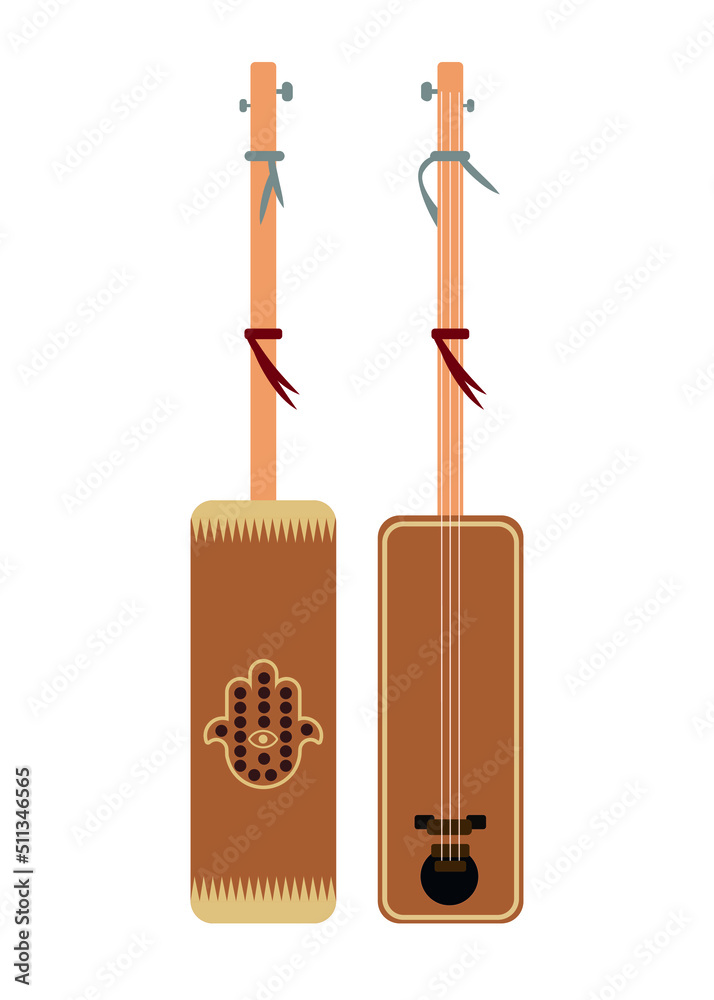 Flat Guembri instrument for Moroccan music. Gnawa music instrument for ...