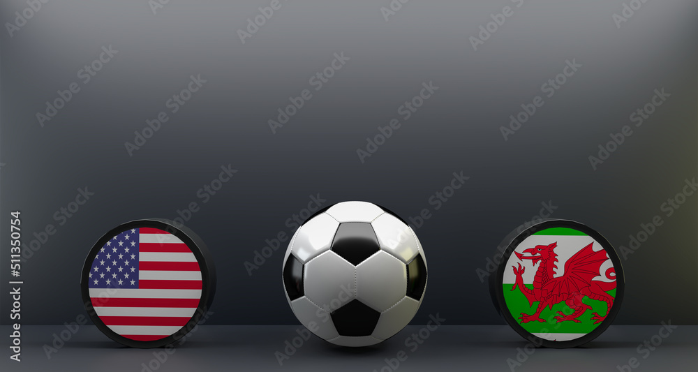 FIFA World Cup 2022 USA vs Wales, Flag USA and Wales, Soccer USA Wales ...