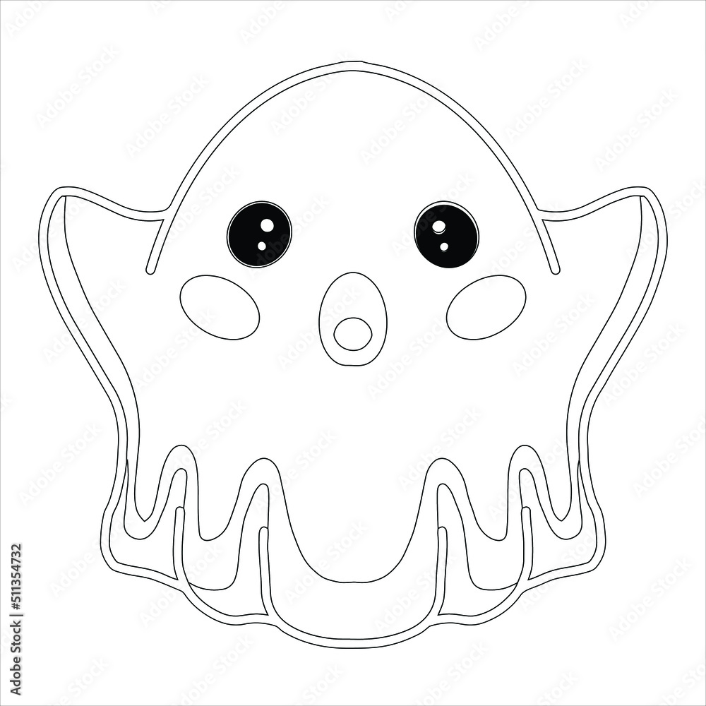 Ghost Coloring page For Kids Cartoon scary halloween Ghost , Pastel ...