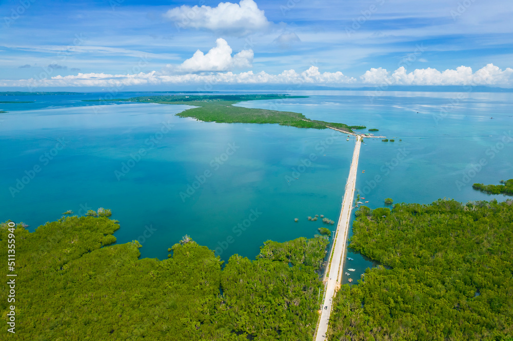 Aerial of the Pangangan Island Causeway, the longest causeway in the ...