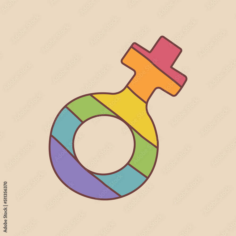 LGBT Rainbow female gender symbol in doodle style. Isolated vector ...