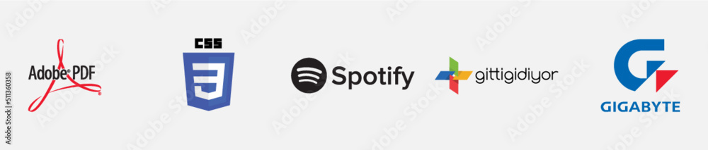 Spotify logo, CSS 3 logo, gitti gidiyor logo, Adobe PDF logo ...