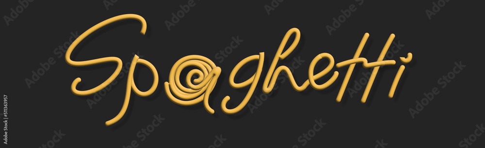 Text stylized written spaghetti. Stylish design for a brand, label or ...