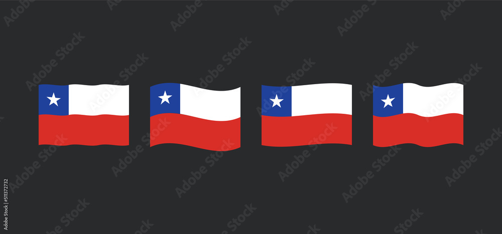 Flag of Chile. Set of chilean national symbol in different waving ...