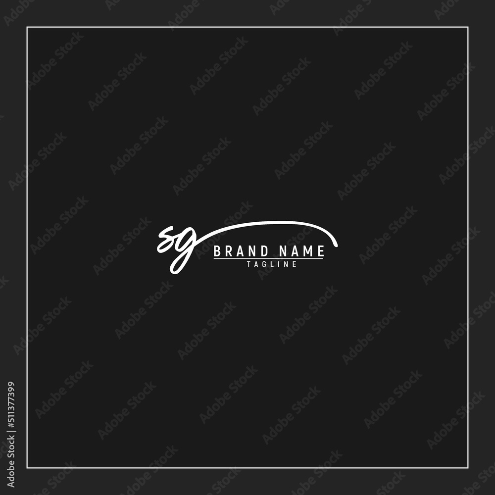 initials SG logo design signature monogram handwriting vector graphic ...