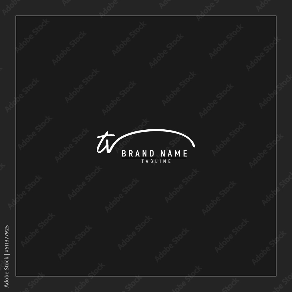 initials TV logo design signature monogram handwriting vector graphic ...