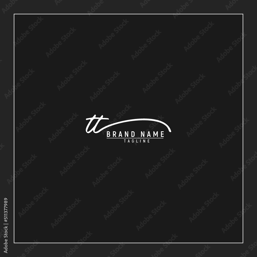 initials TT logo design signature monogram handwriting vector graphic ...