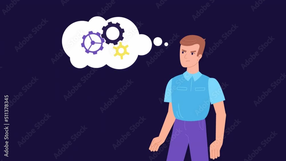 Concept of a great idea. man thinking and looking for answer, hand ...