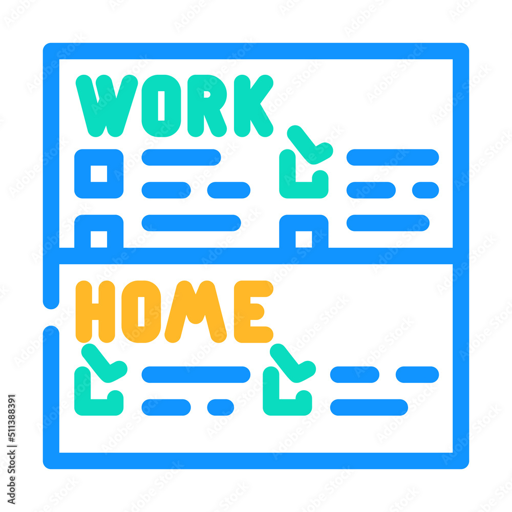 to-do lists with clear separation of work and life tasks color icon ...