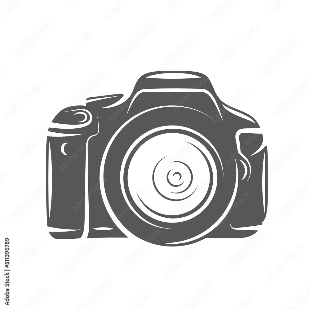 Modern camera silhouette isolated on white background. Vector ...