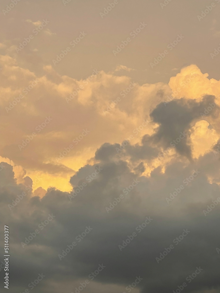 beautiful big lush yellow gray clouds. aesthetic photo Stock Photo ...