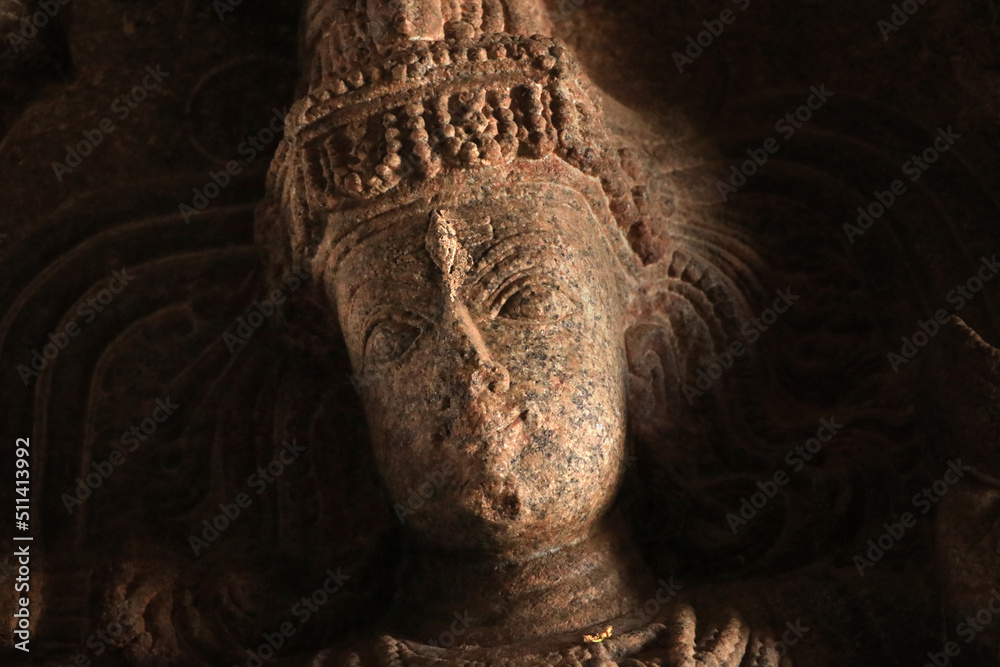 Indian assertive divinity lord shiva with third eye sculpted in the ...