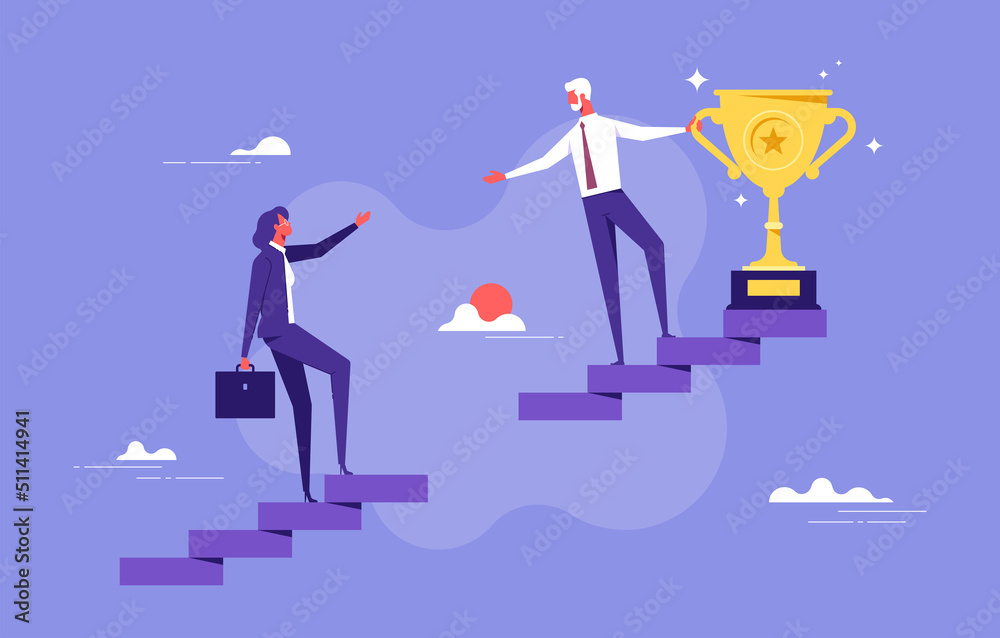 Leadership help colleague to succeed and reach goal achieve target ...