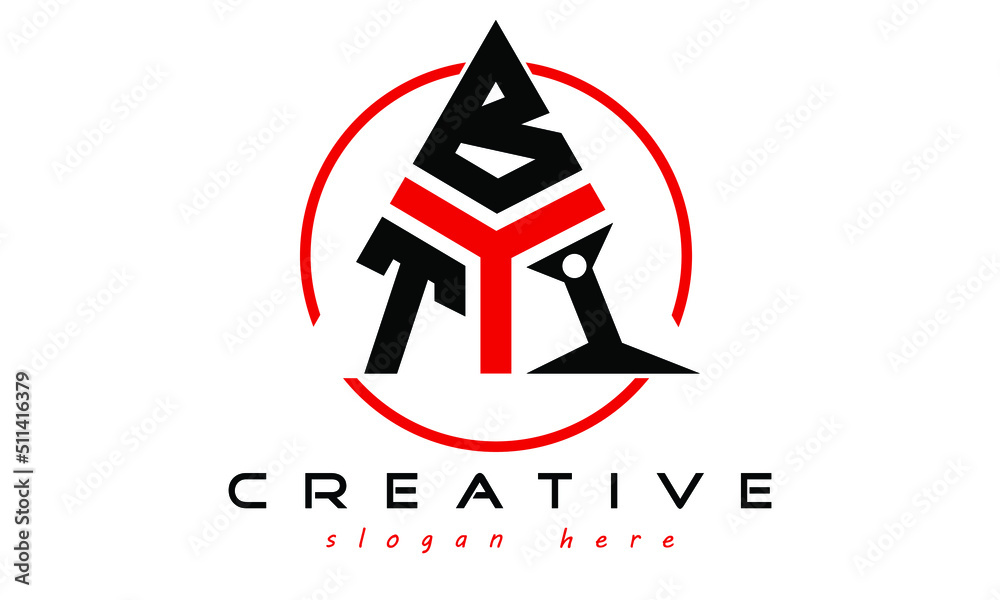 TBI three letter creative triangle shape in circle logo design vector ...